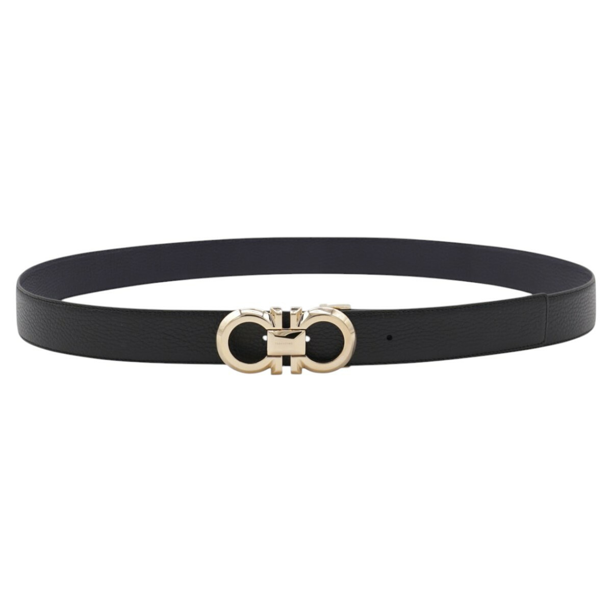 Ferragamo Black And Midnight Blue Leather Belt Salvatore Ferragamo