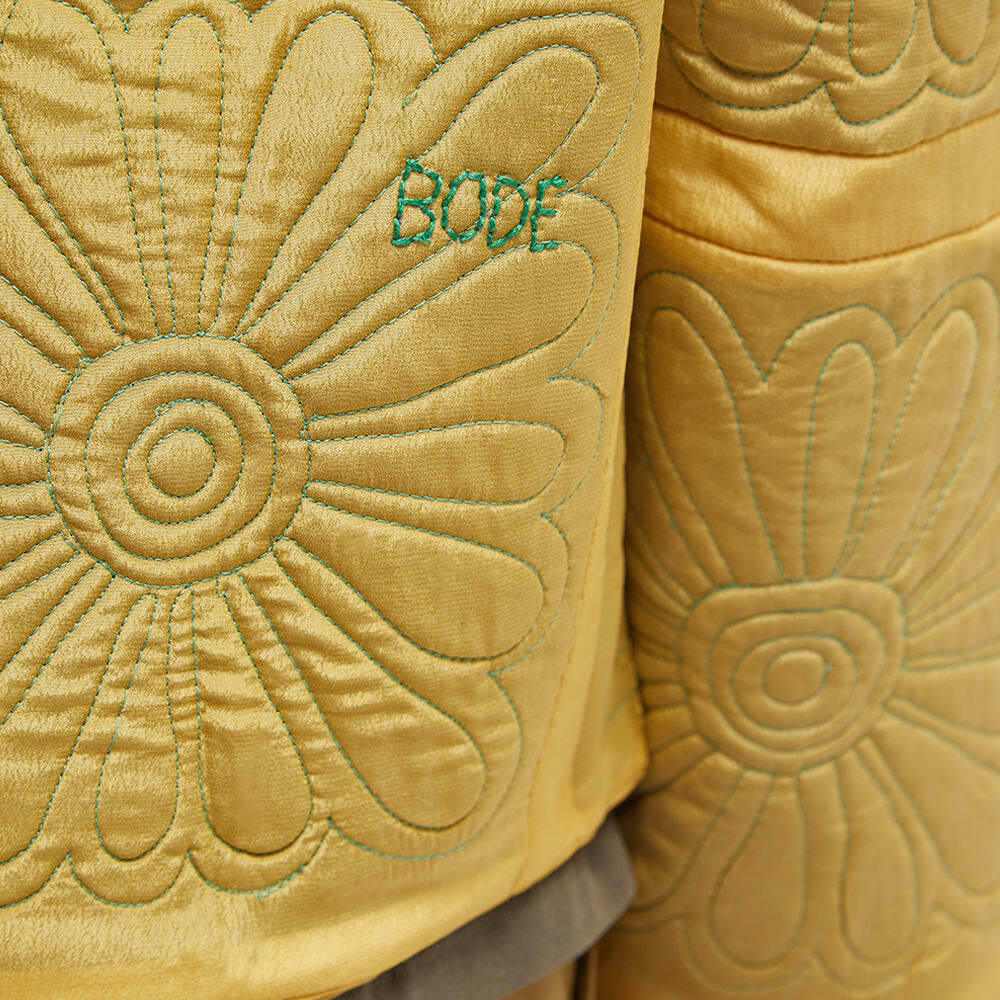 Bode Men's Botanic Shadow Quilt Jacket in Tan Green Bode