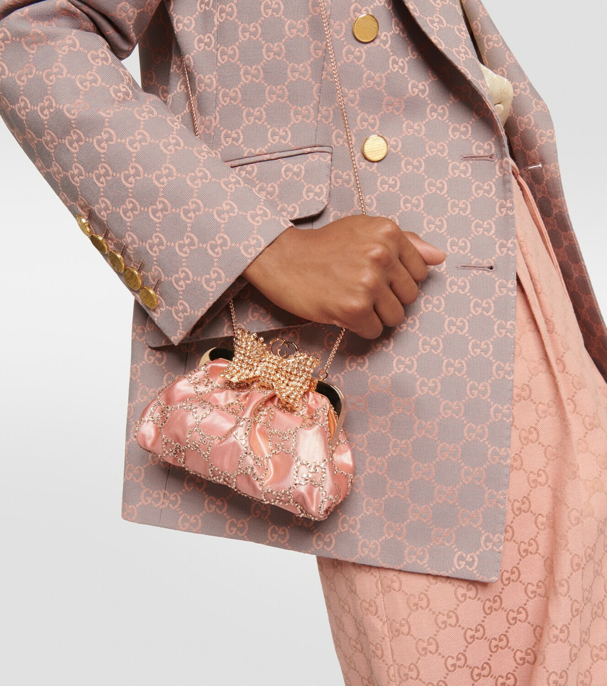 Gucci Bow Small embellished satin clutch Gucci