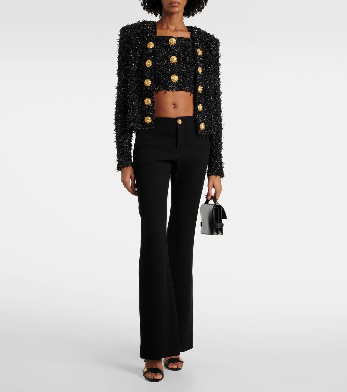 Balmain Lamé tweed crop top Balmain