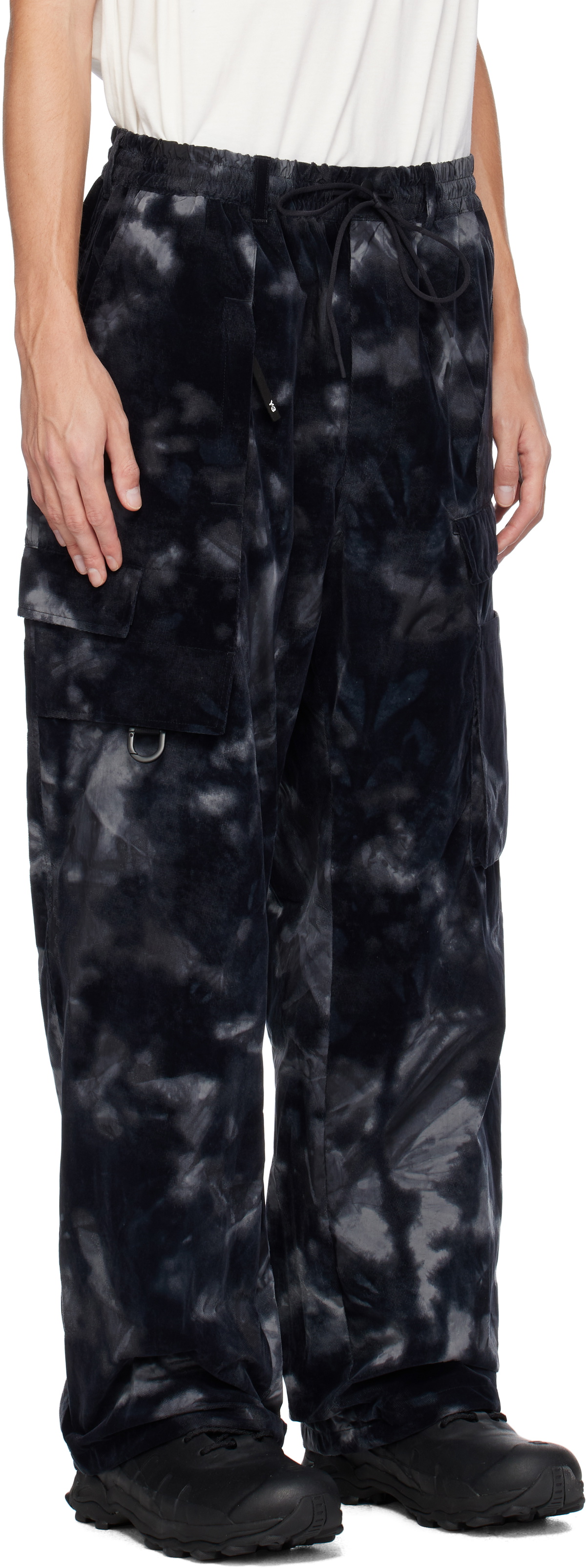 Y-3 Black Allover Print Nylon Shell Cargo Pants Y-3
