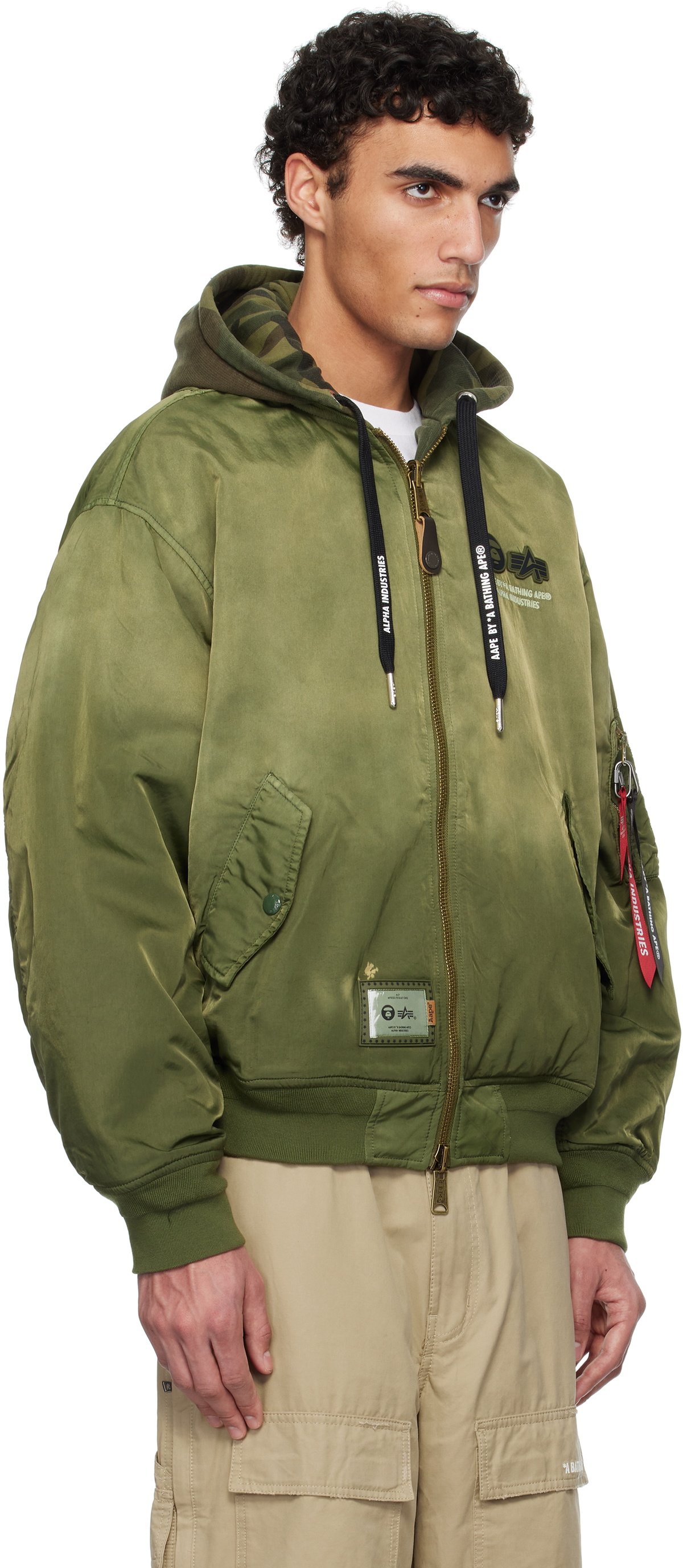 AAPE by A Bathing Ape Khaki Alpha Industries Edition MA-1 Reversible ...