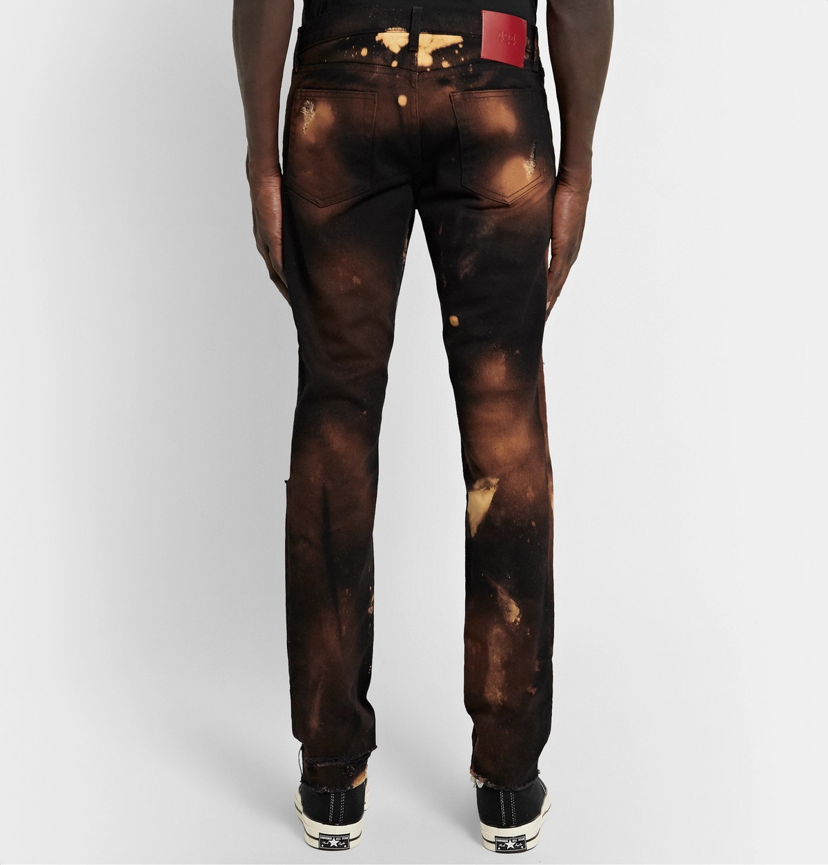 424 - Distressed Bleached Denim Jeans - Black 424