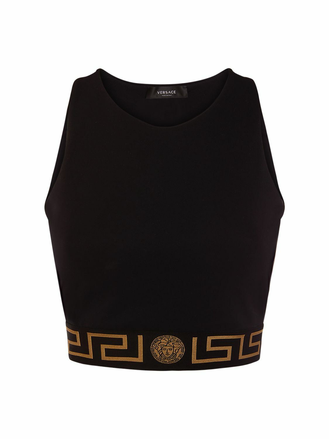 VERSACE - Greca Logo Jersey Crop Top Versace