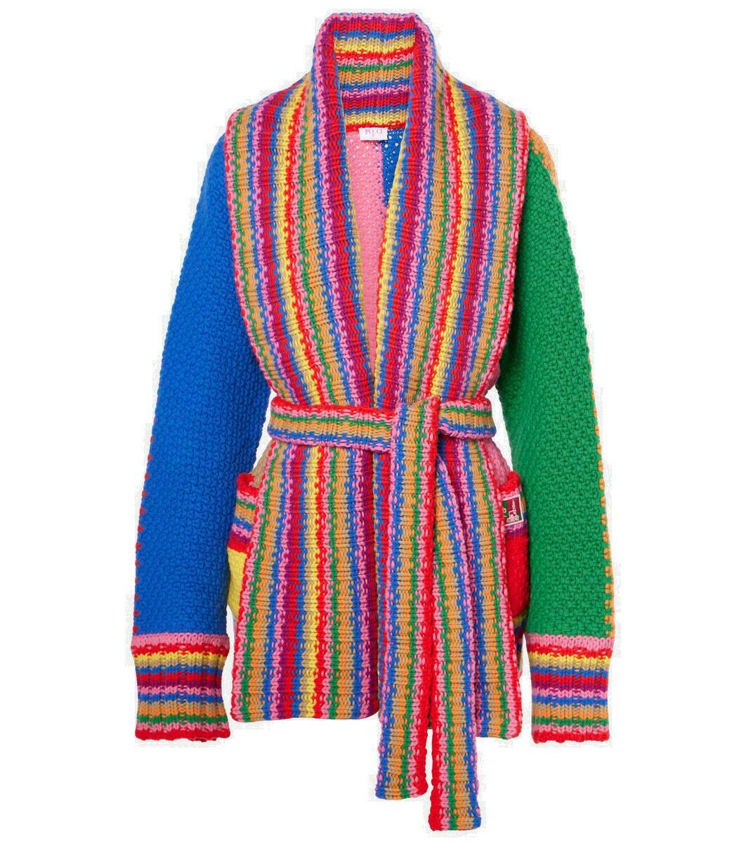 Pucci Colorblocked striped wool wrap cardigan Emilio Pucci