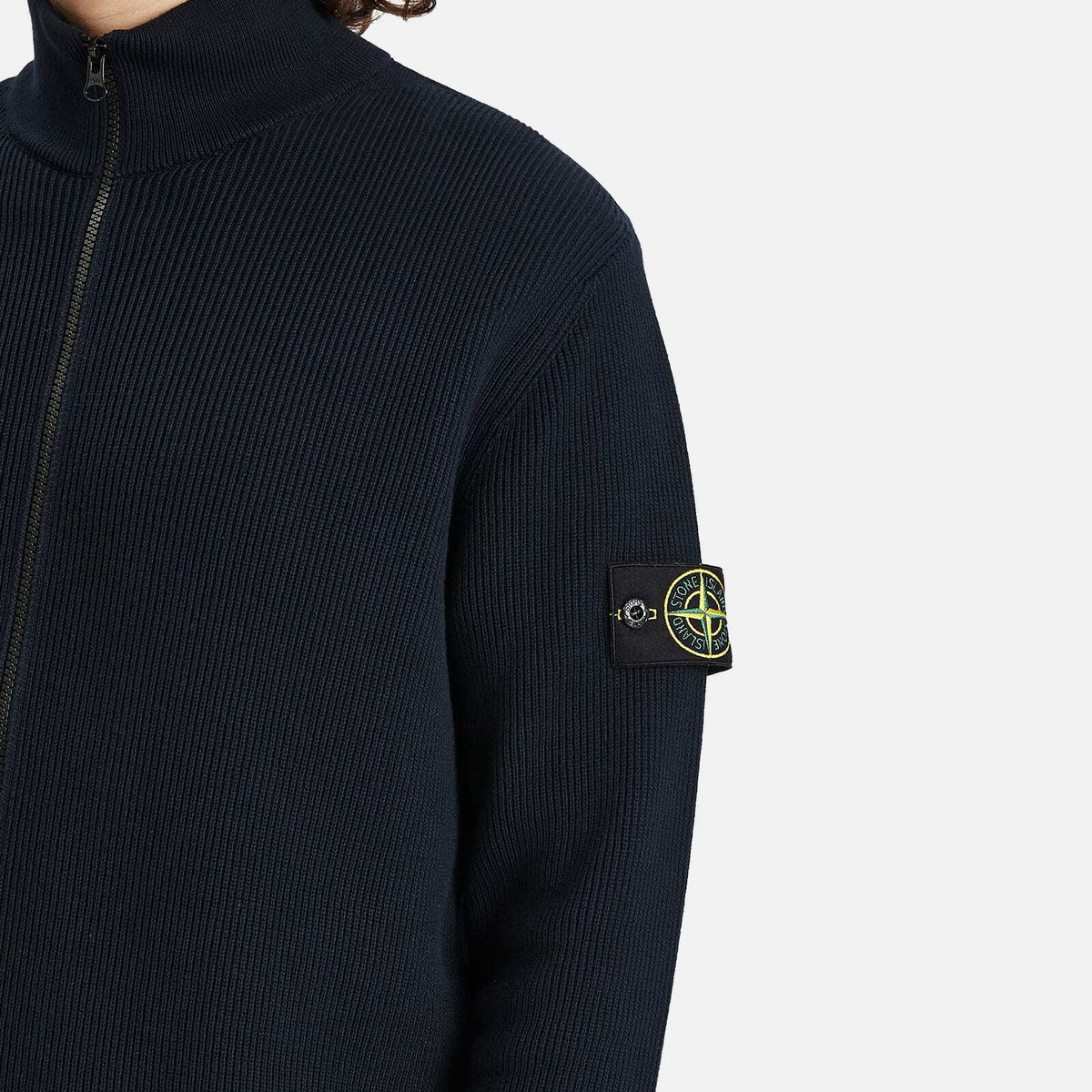 Stone Island Men's Ribbed Cotton Full Zip Cardigan in Navy Blue Stone ...