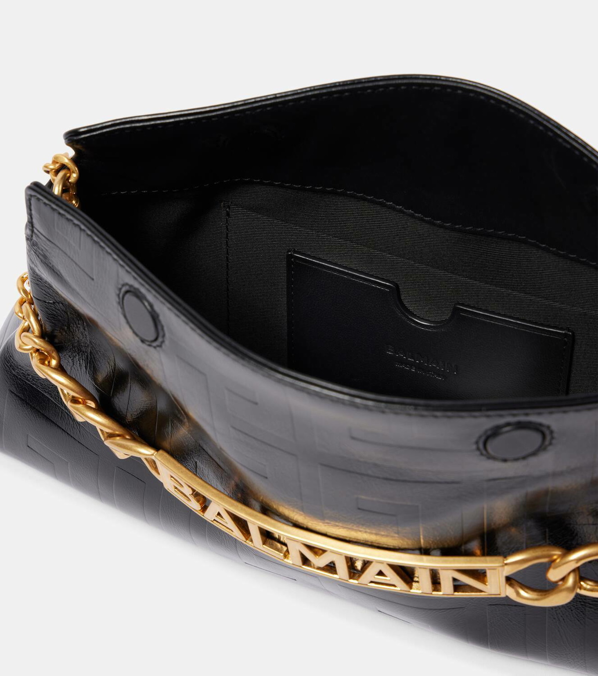 Balmain 1945 PB embossed leather clutch Balmain
