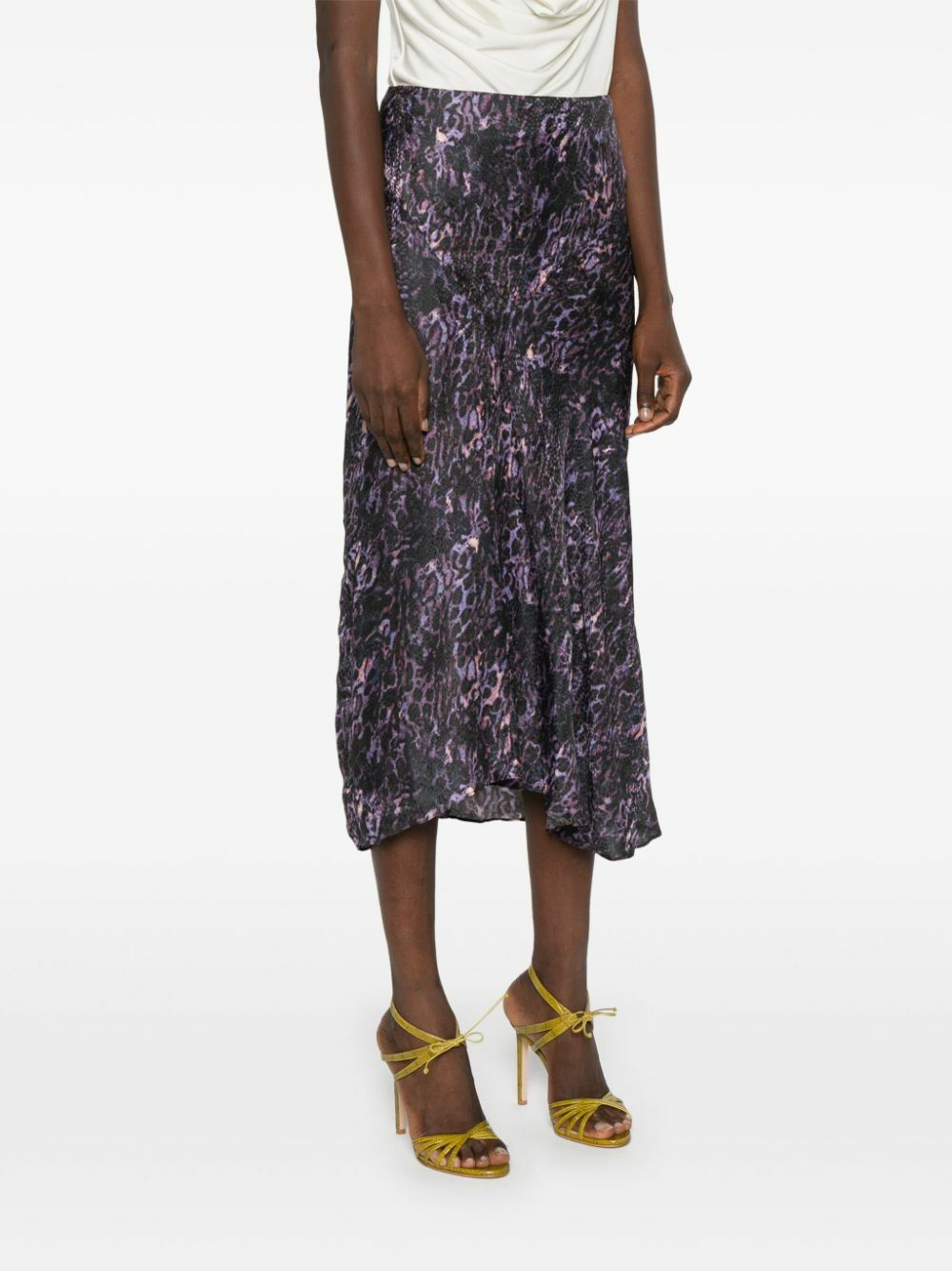 ISABEL MARANT Purple Animal Print Midi Skirt Isabel Marant