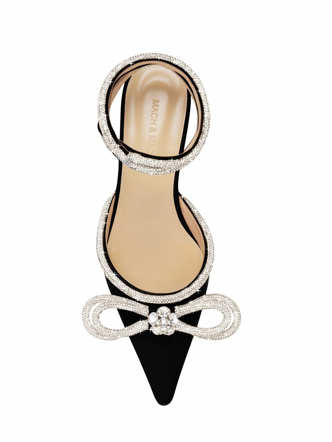 MACH & MACH - 10mm Double Bow Satin Flats MACH & MACH