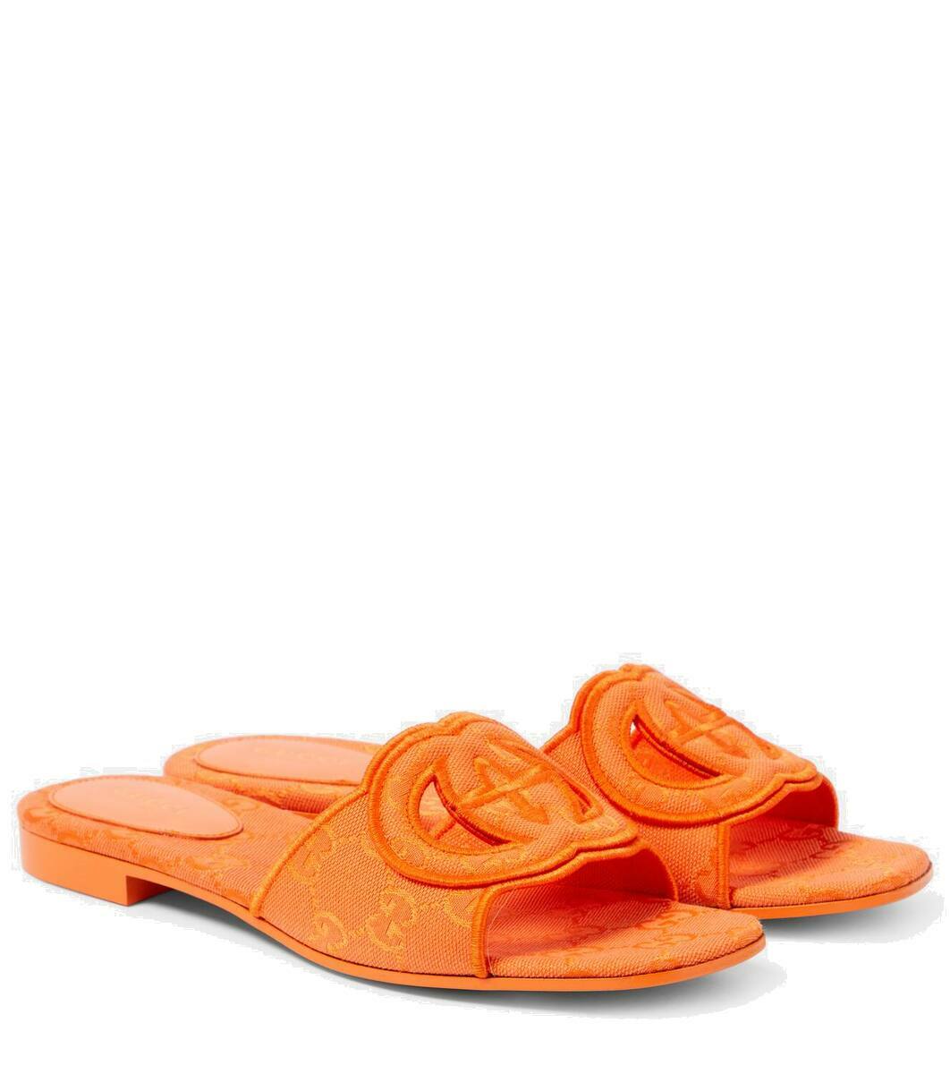 Gucci Interlocking G cutout canvas slides Gucci