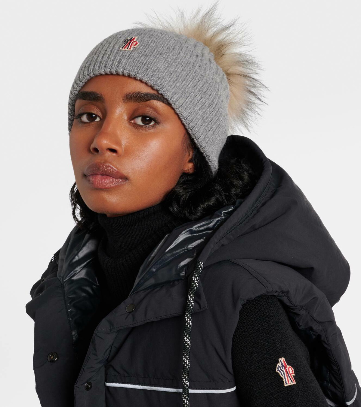 Moncler Shearling-trimmed cashmere beanie Moncler
