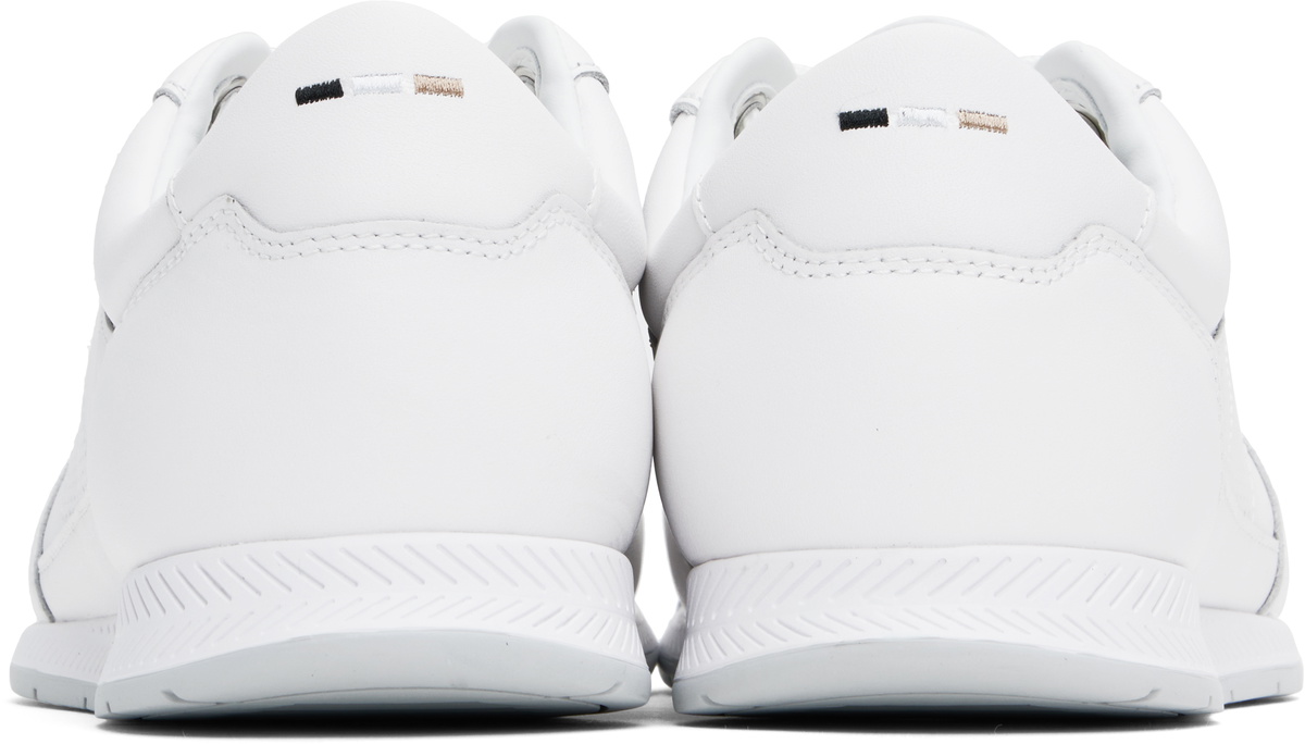 BOSS White Nappa-Leather Perforated Details Sneakers BOSS