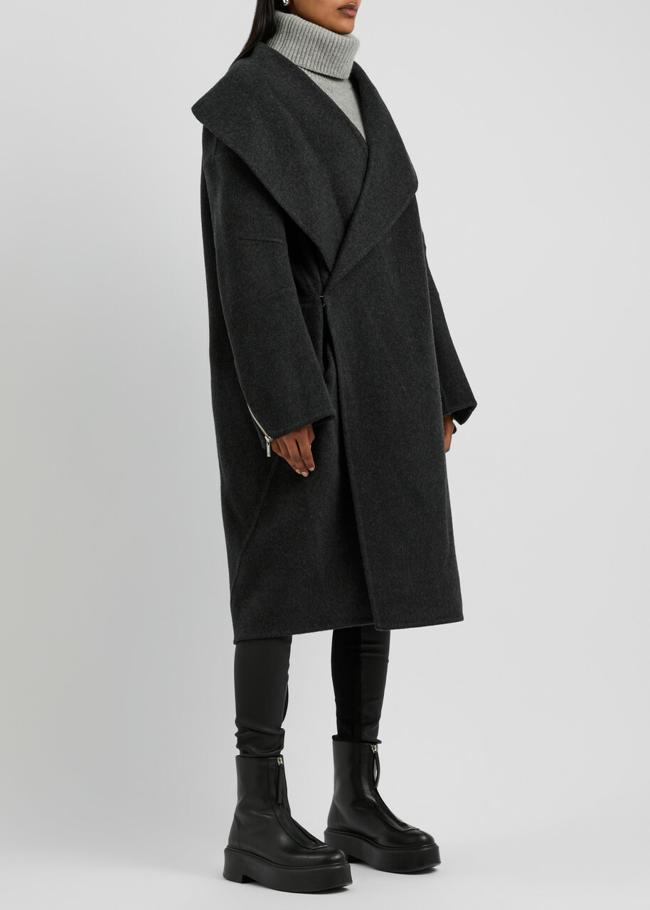 Helmut Lang Apex Cocoon Wool Coat Charcoal Helmut Lang
