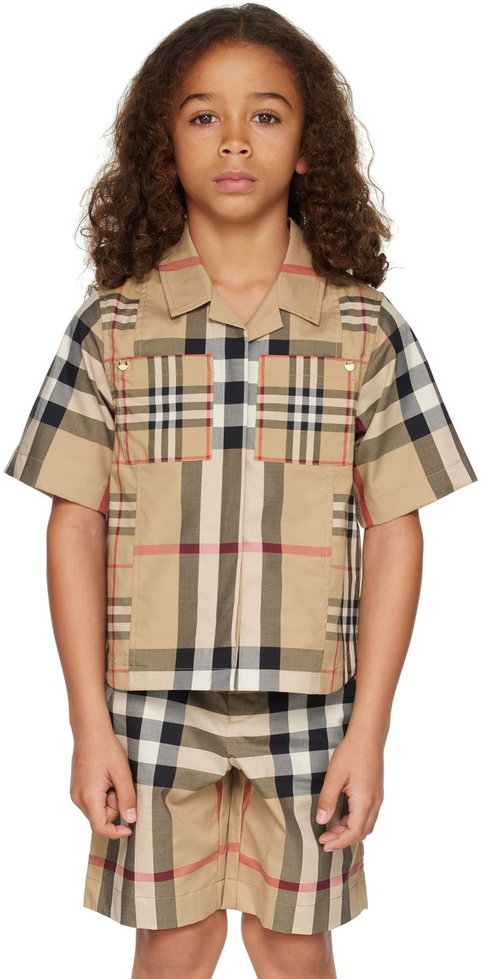 Burberry Kids Beige Patchwork Check Shirt Burberry