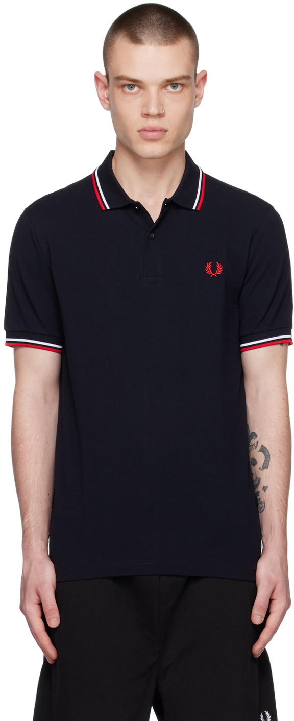 Fred Perry Navy & Red Twin Tipped Polo Fred Perry