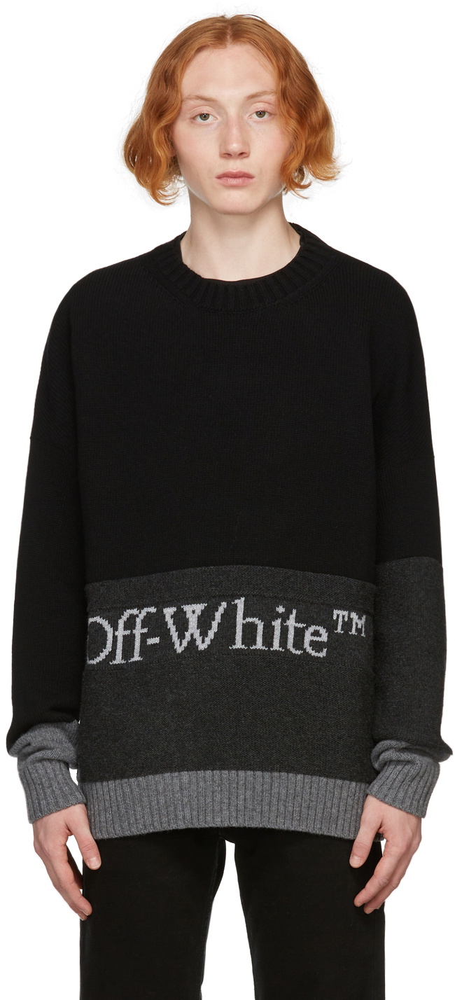 Off-White Black & Grey Color Block Sweater Off-White
