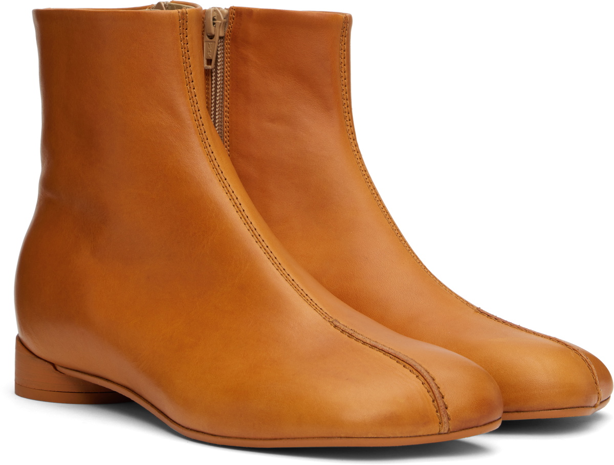 MM6 Maison Margiela Tan Pinched Seam Ankle Boots MM6 Maison Margiela