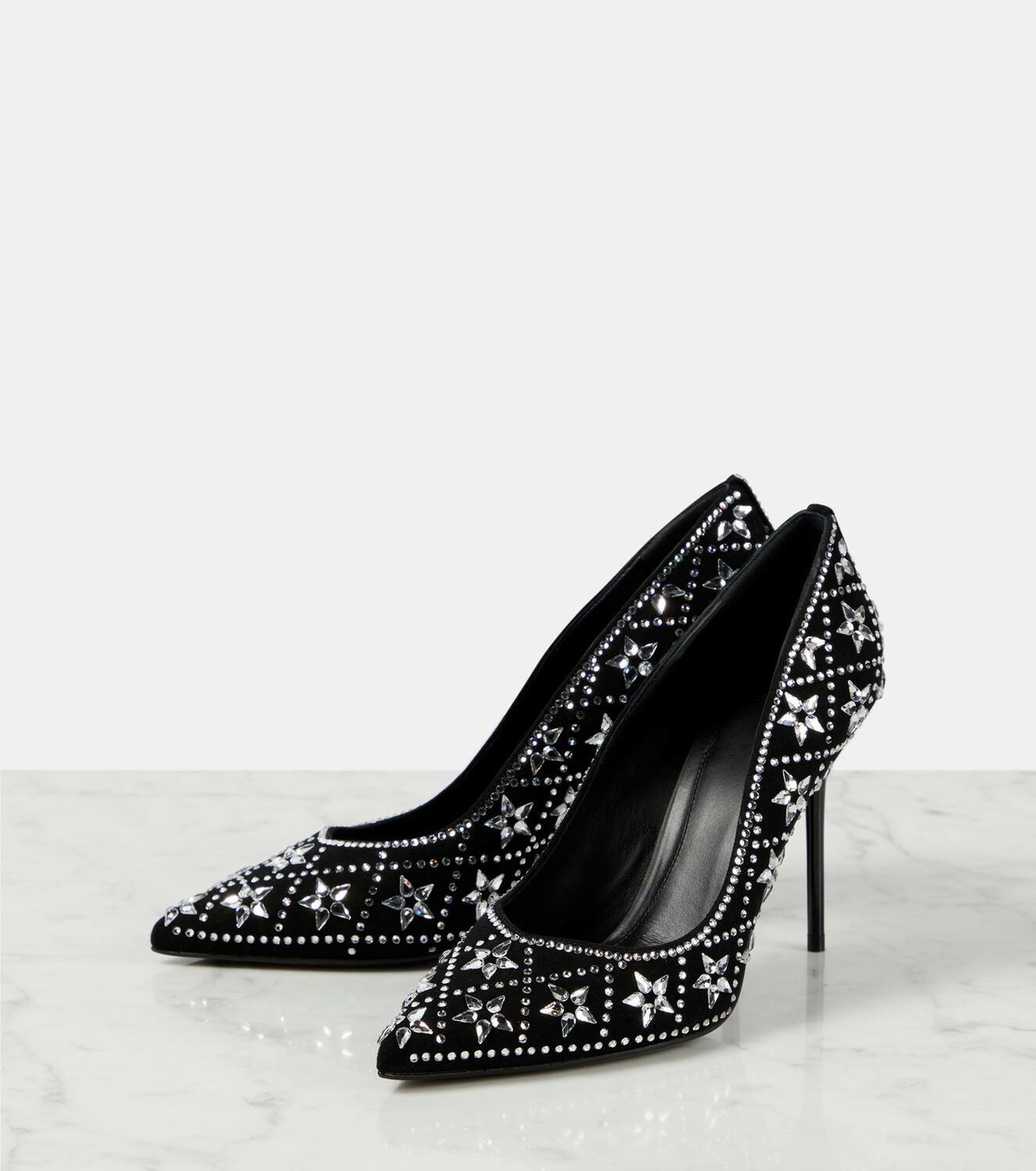Balmain Ruby crystal-embellished suede pumps Balmain