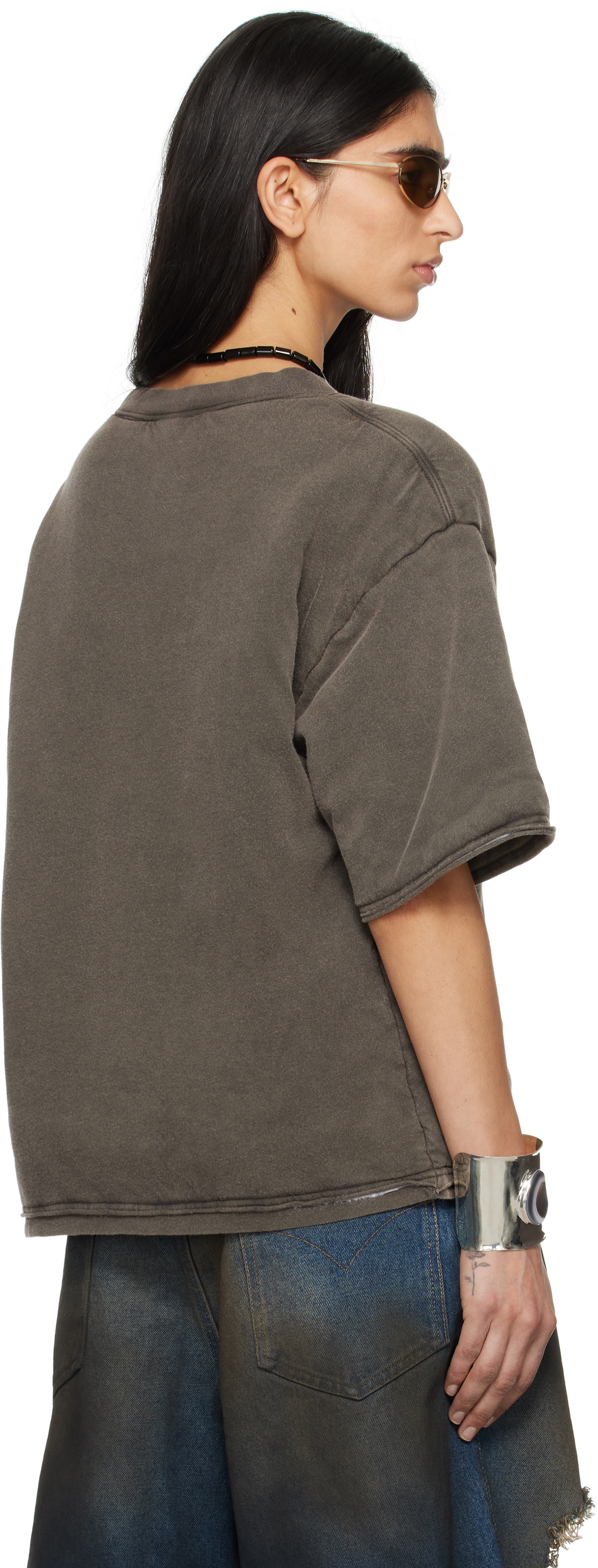 LU'U DAN Gray Wadded T-shirt LU'U DAN