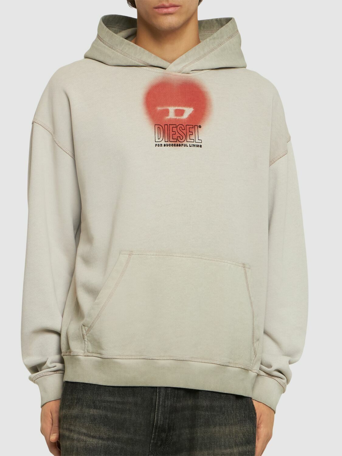 DIESEL - Logo Print Cotton Hoodie Diesel