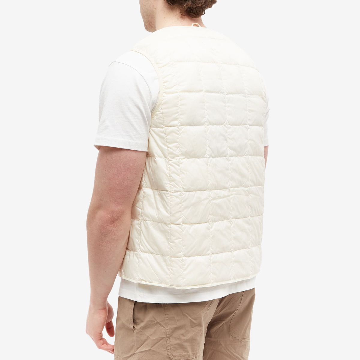 Taion Men's Crew Neck Down Vest in Off White Taion Extra