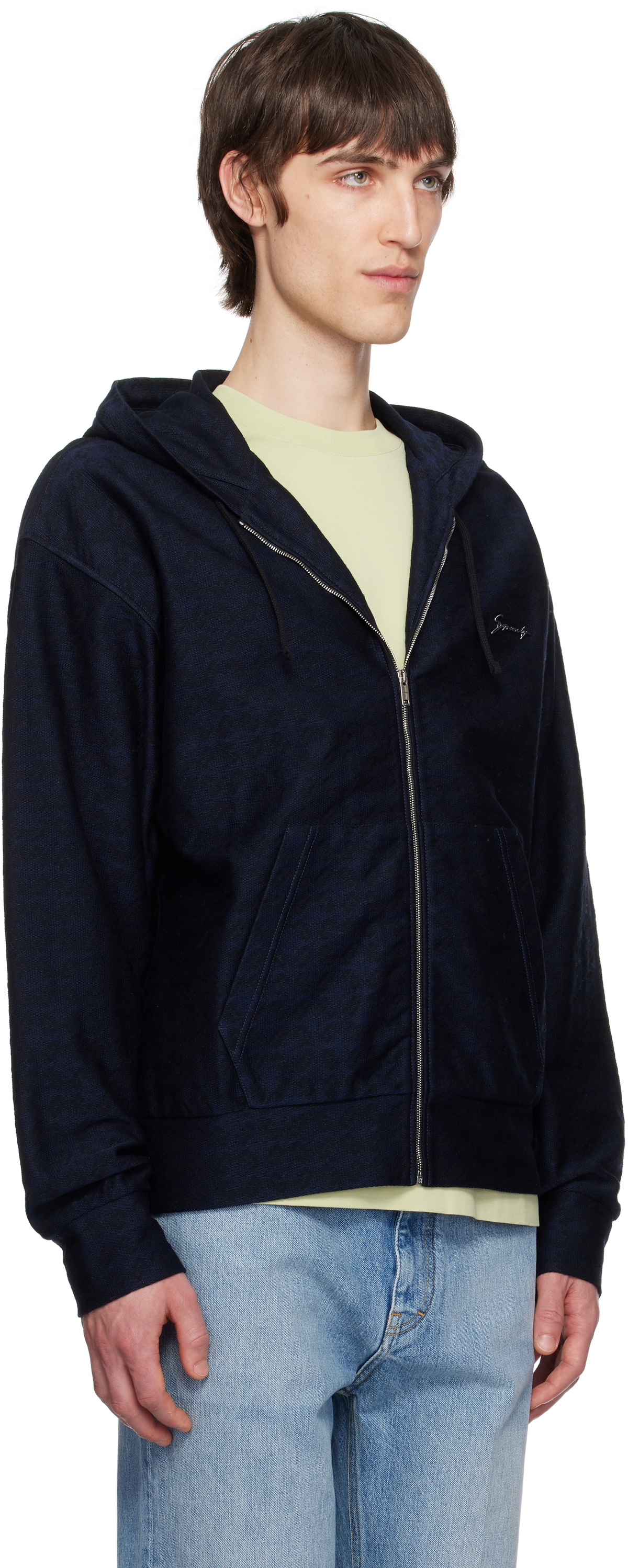 Givenchy Black & Navy Monogram 72 'GIVENCHY' Signature Hoodie Givenchy