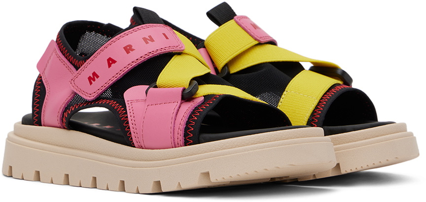 Marni Kids Black & Pink Color Block Sandals Marni