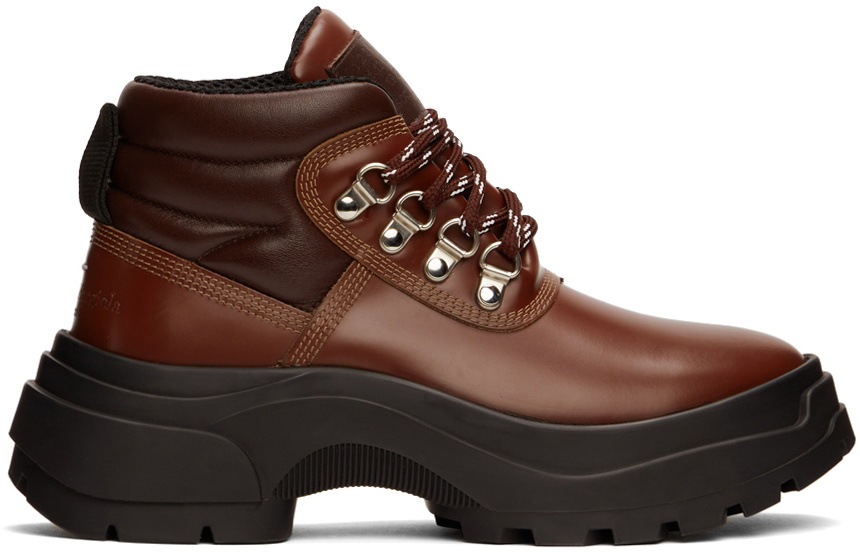 Maison Margiela Burgundy Lug Lace-Up Boots Maison Margiela