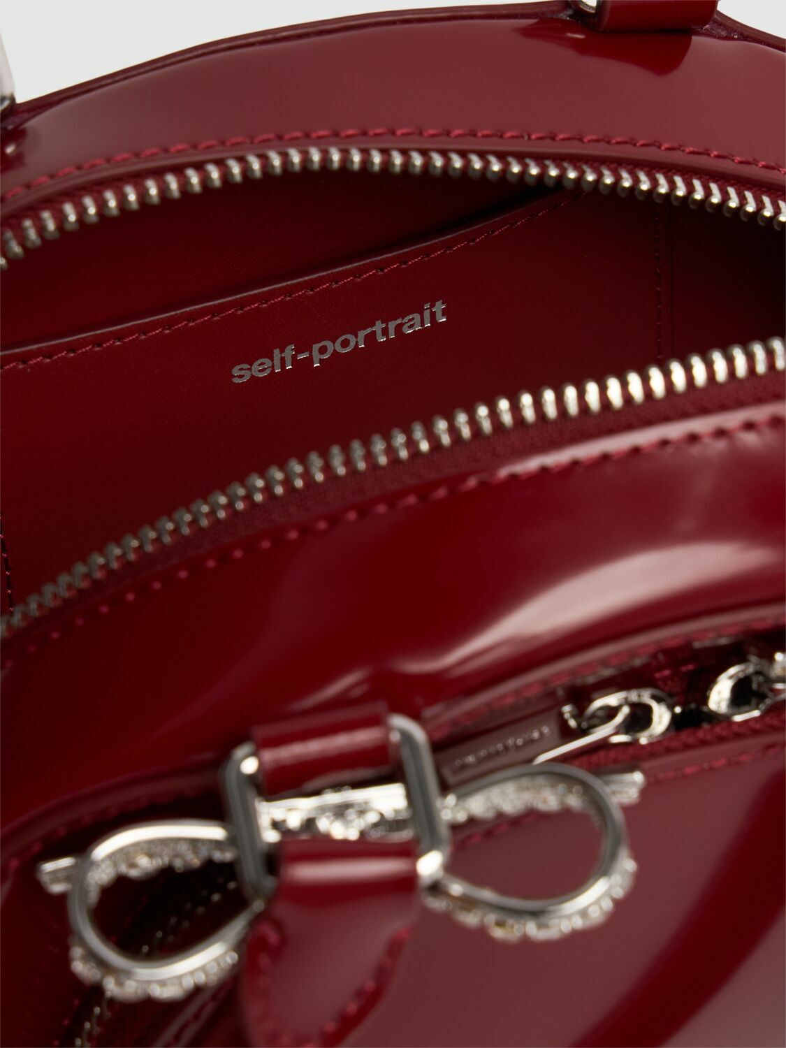 SELF-PORTRAIT Mini Leather Curved Top Handle Bag Self-Portrait
