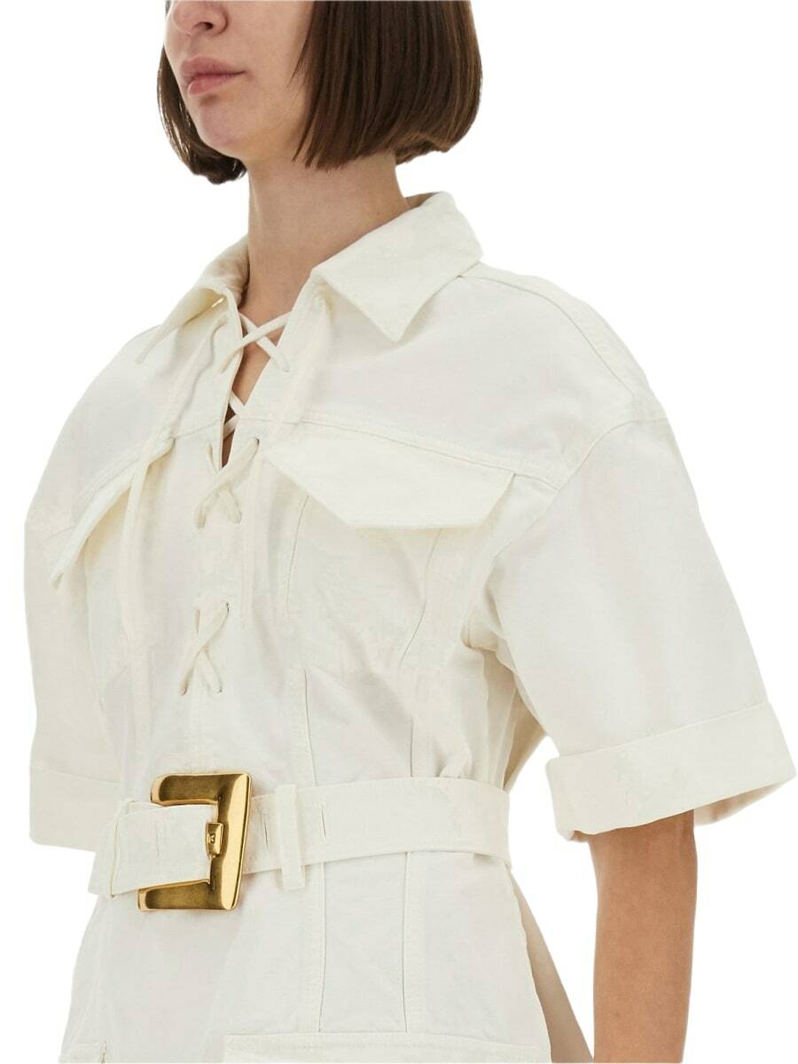 Balmain Cotton Gabardine Short Dress Balmain