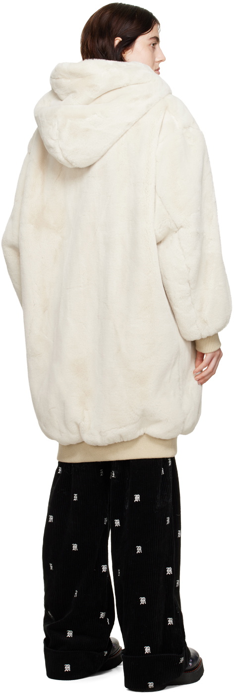 R13 Off-White Faux-Fur Zip Coat R13