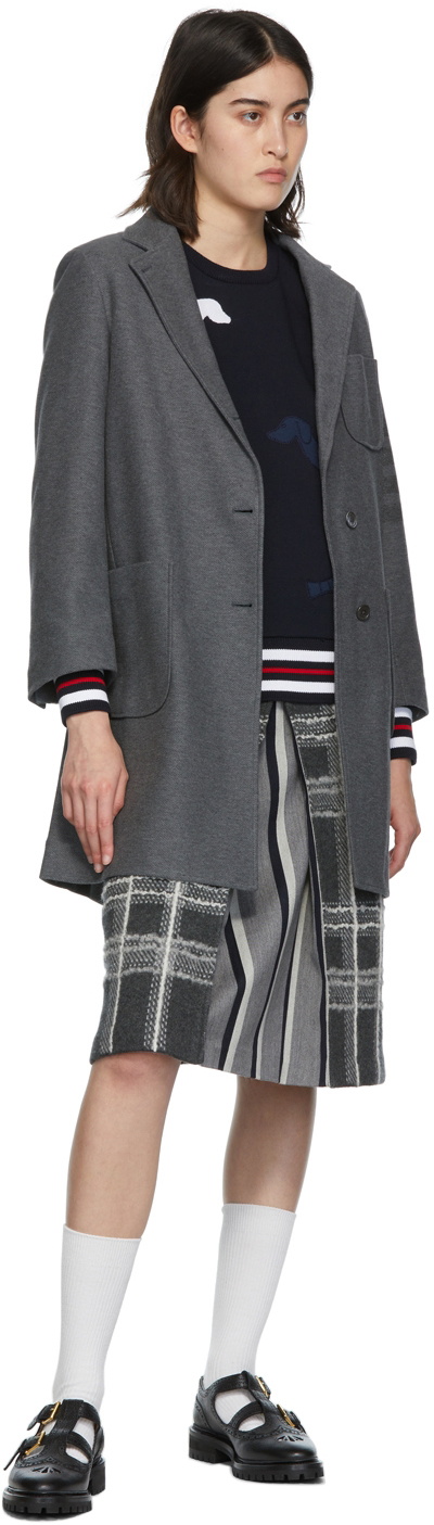 Thom Browne Grey Car Coat Thom Browne