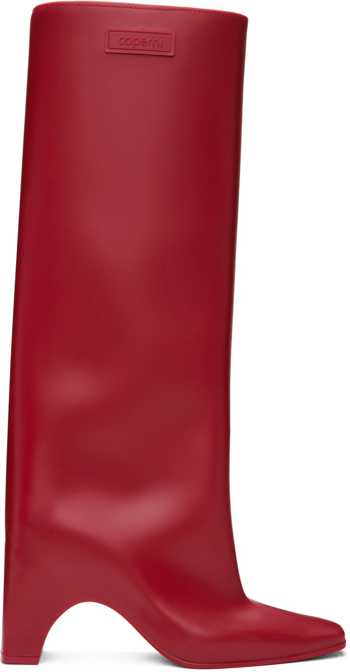 Coperni Red Rubber Bridge Tall Boots Coperni
