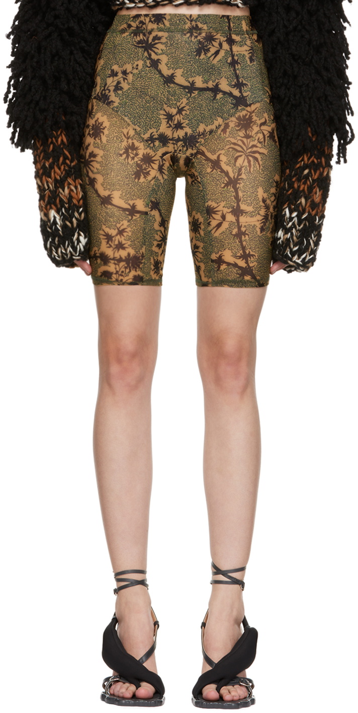 KNWLS Green & Brown Lena Shorts KNWLS