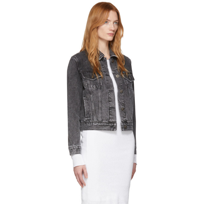 Pushbutton Grey Denim Neck Frills Jacket Pushbutton