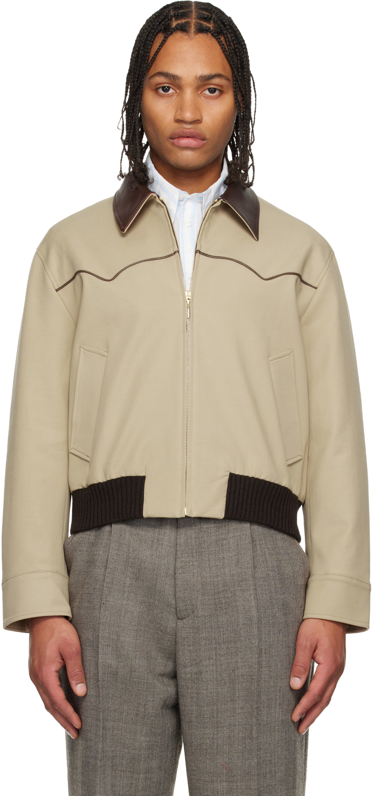 Ernest W. Baker Beige Western Harrington Jacket Ernest W. Baker