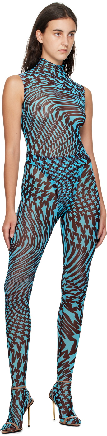 Mugler Brown & Blue Star Bodysuit Mugler