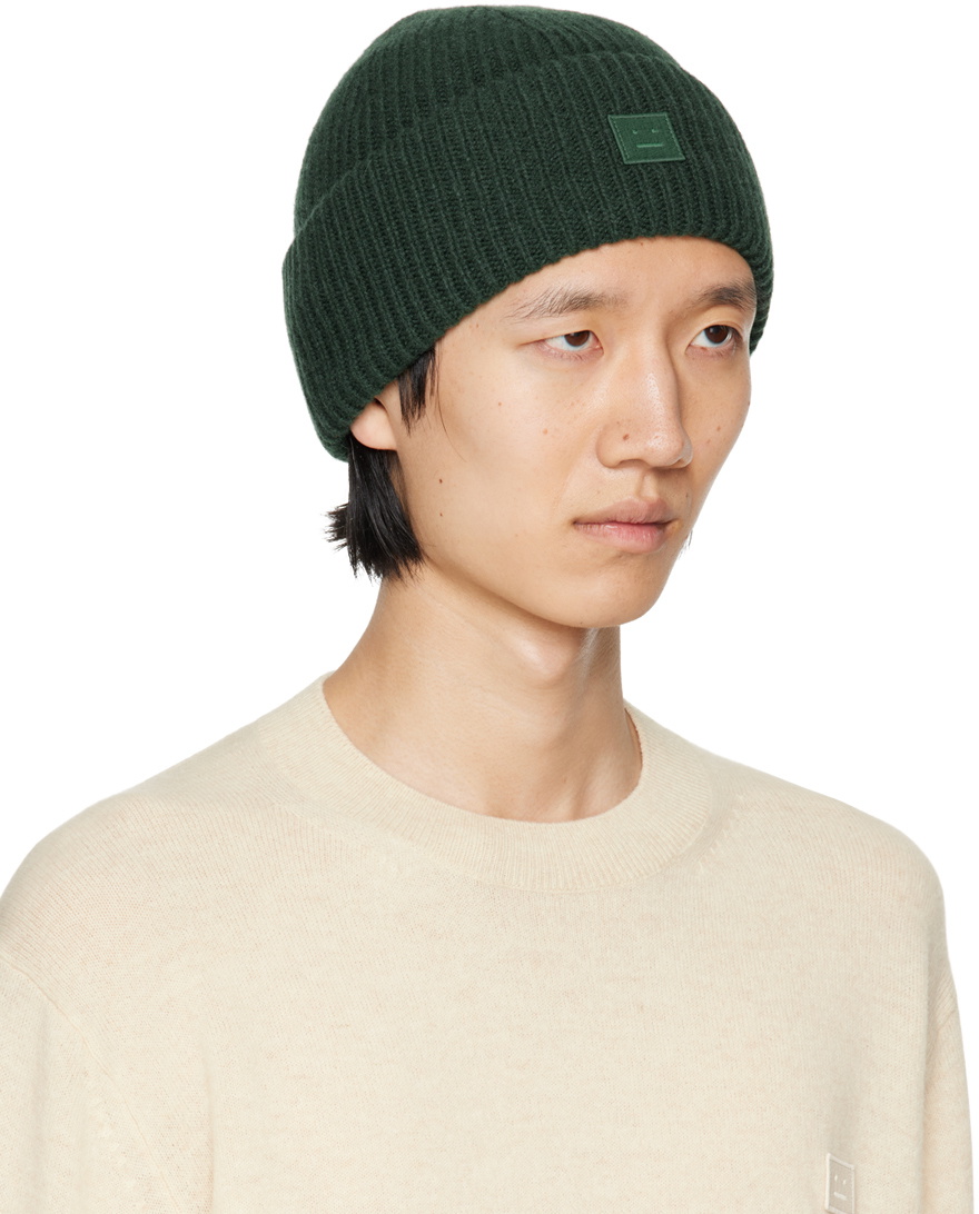 Acne Studios Green Small Logo Beanie Acne Studios