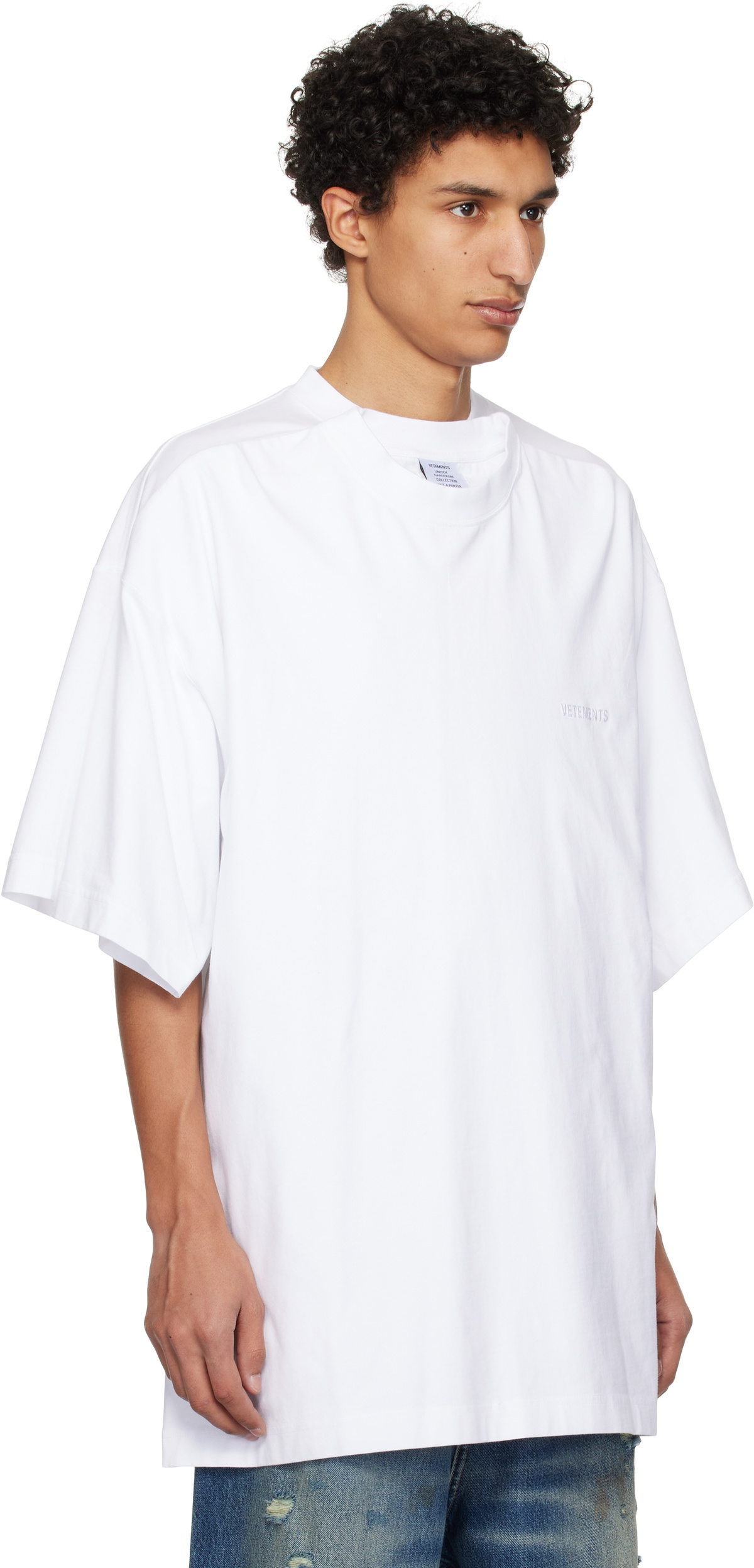 VETEMENTS White Merged Double Oversized T-shirt Vetements