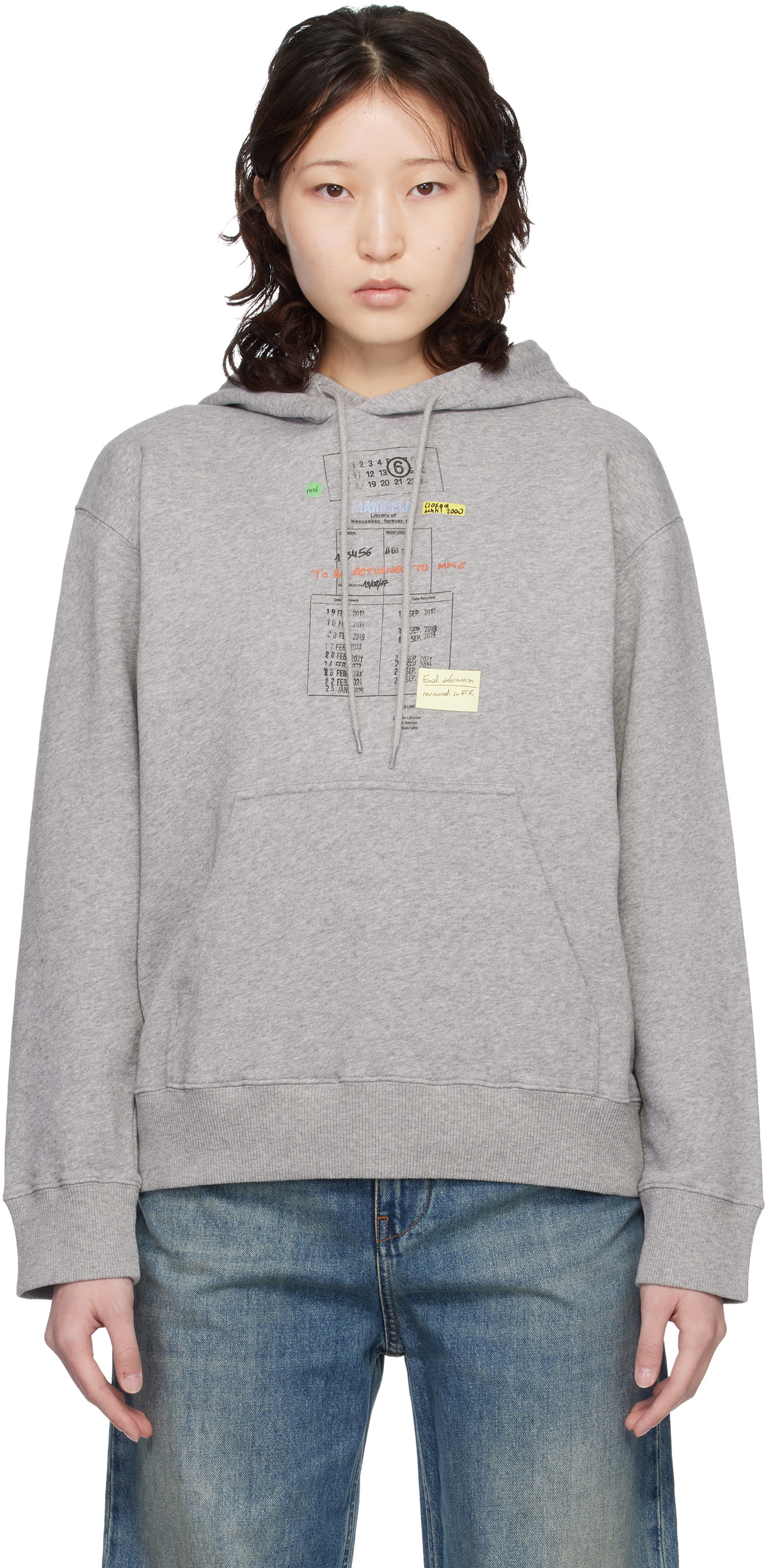 MM6 Maison Margiela Gray Unbrushed Cotton Hoodie MM6 Maison Margiela