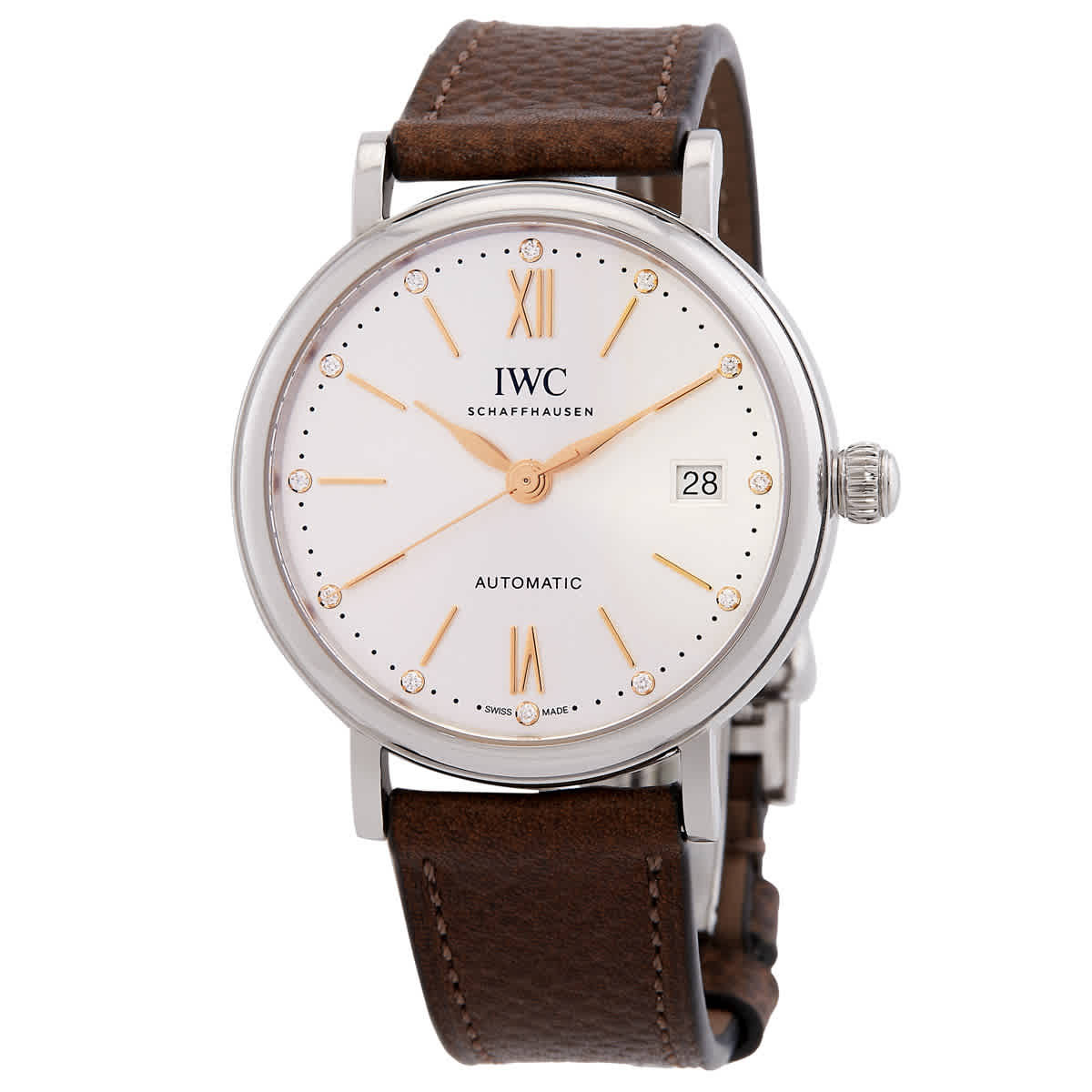 IWC Portofino Automatic Diamond Silver Dial Mens Watch IW458614 IWC