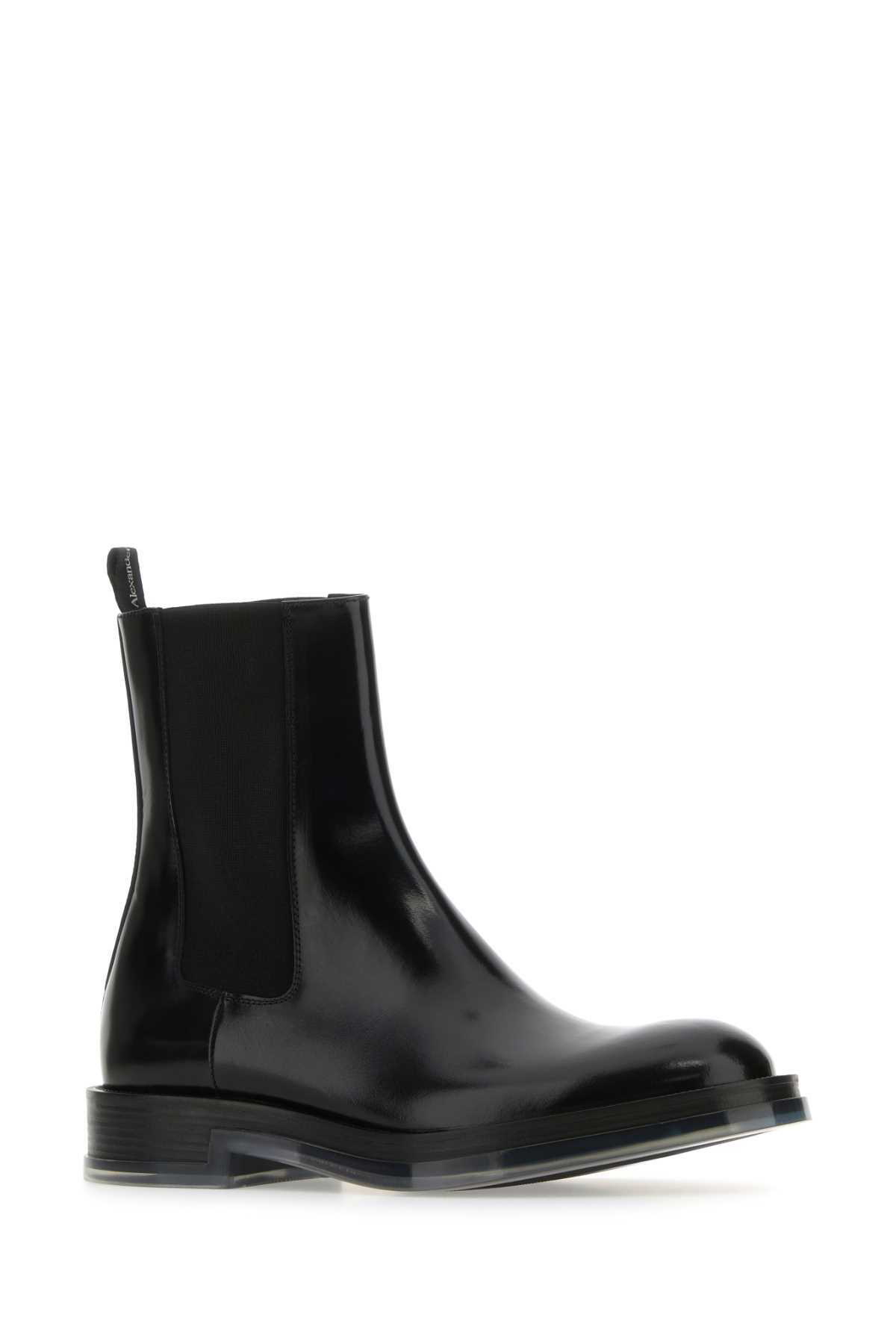 Alexander McQueen Black Leather Float Ankle Boots Alexander McQueen