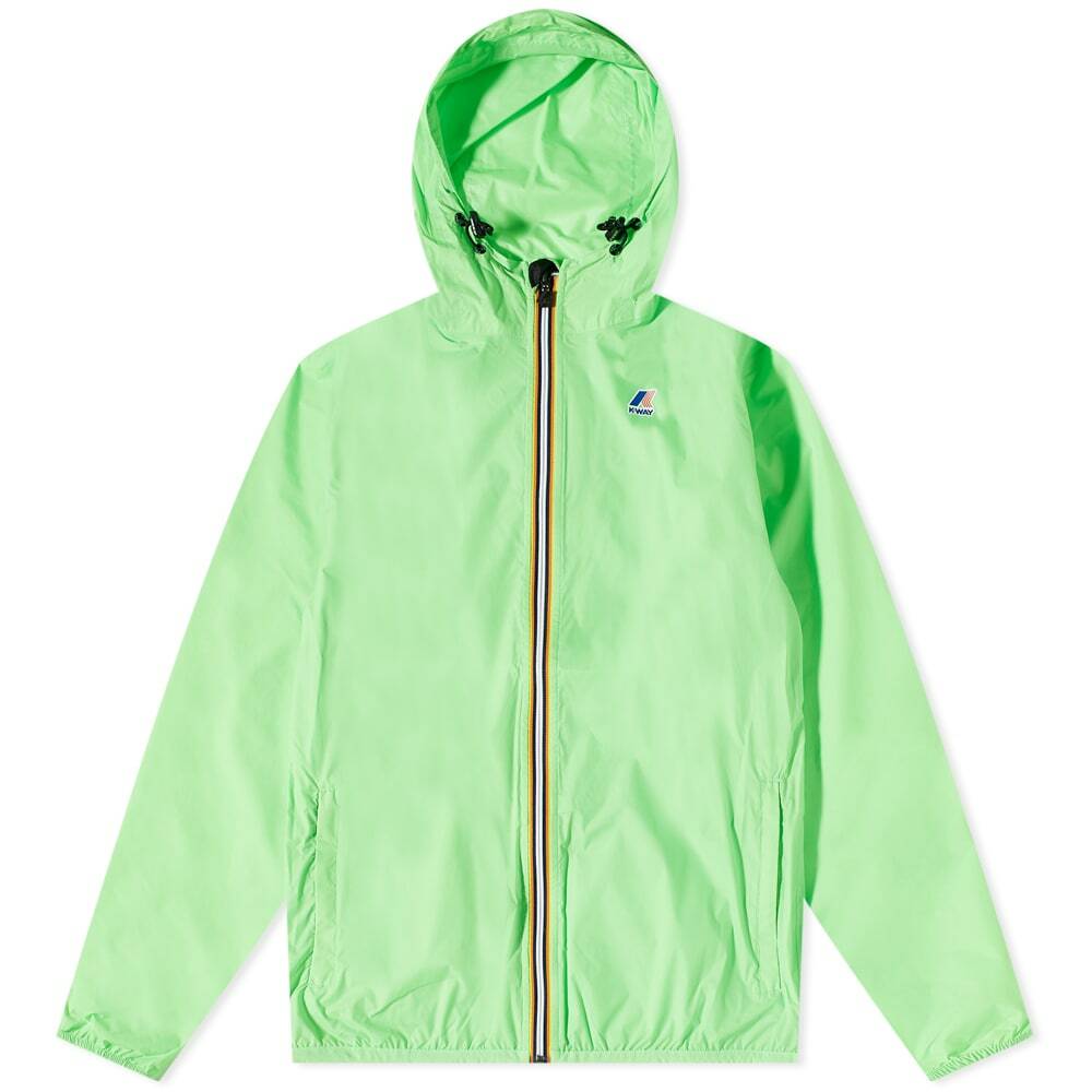 K-Way Men's Le Vrai 3.0 Claude Packable Zip Jacket in Green Fluro K-way