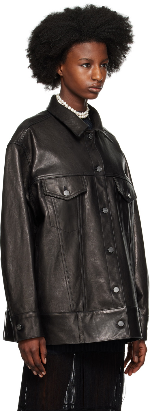 KHAITE Black 'The Grizzo' Leather Jacket Khaite
