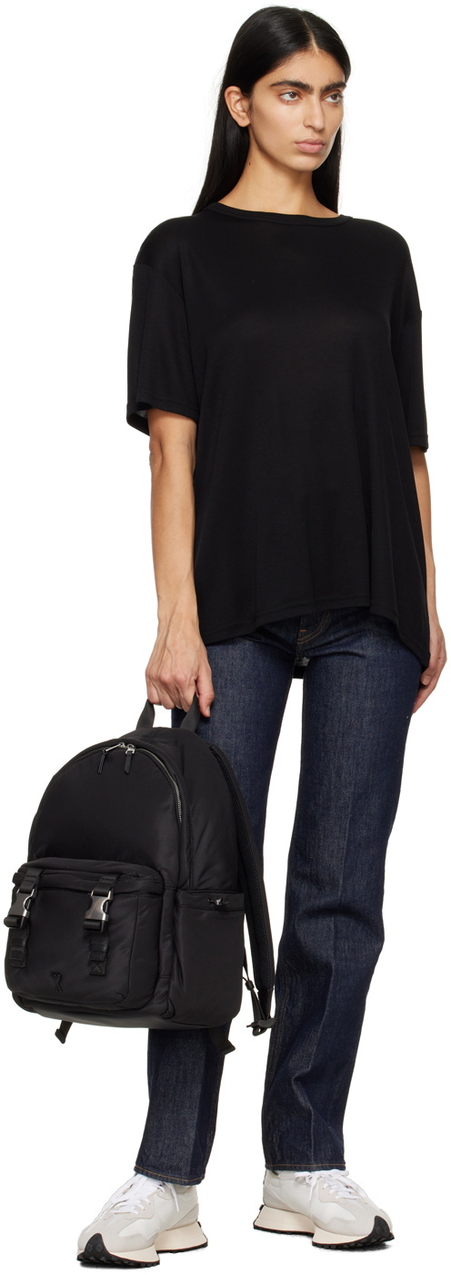 AMI Paris Black Ami De Cœur Backpack AMI
