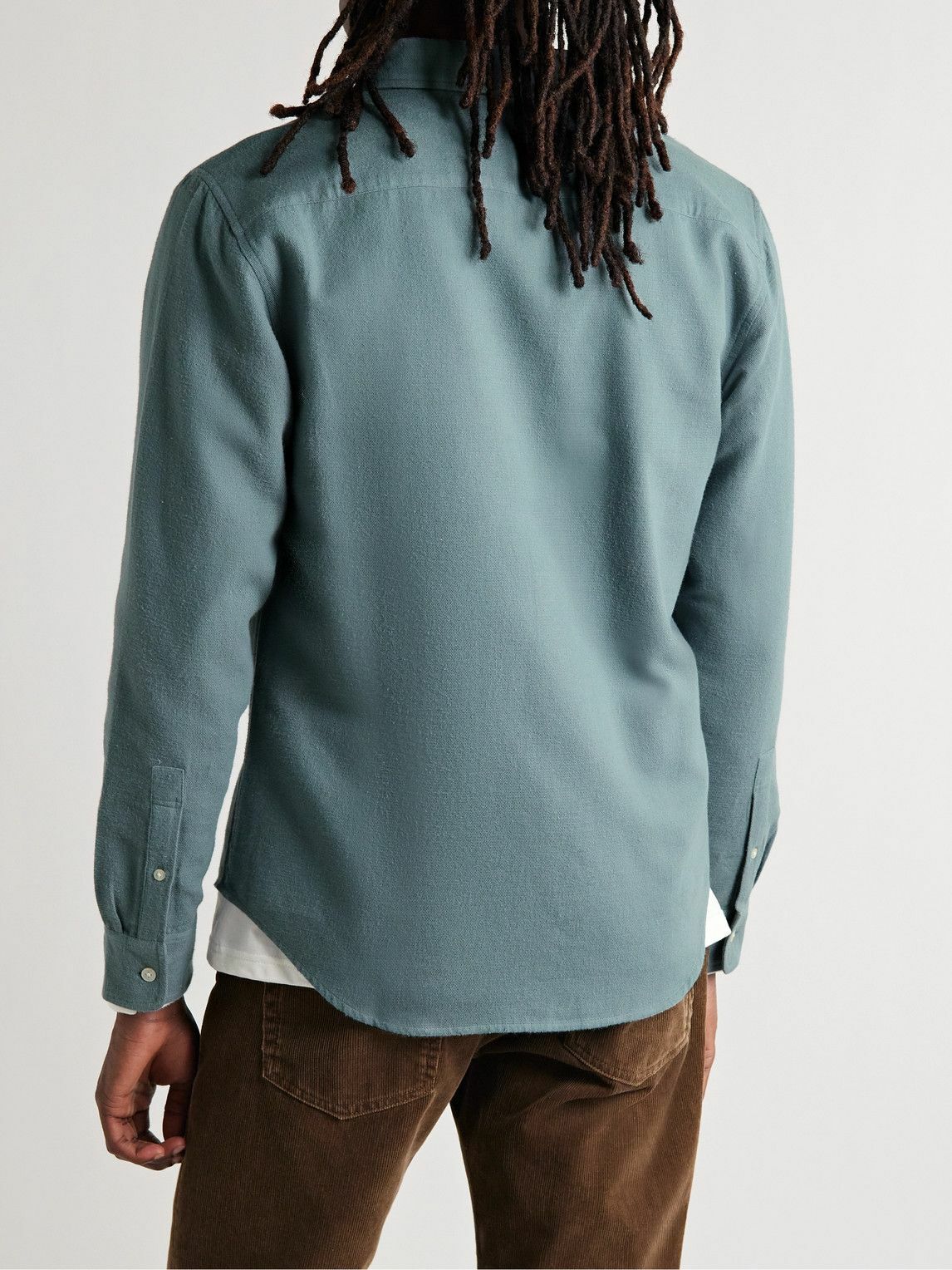 Club Monaco - Button-Down Collar Double-Faced Cotton-Blend Shirt - Blue ...