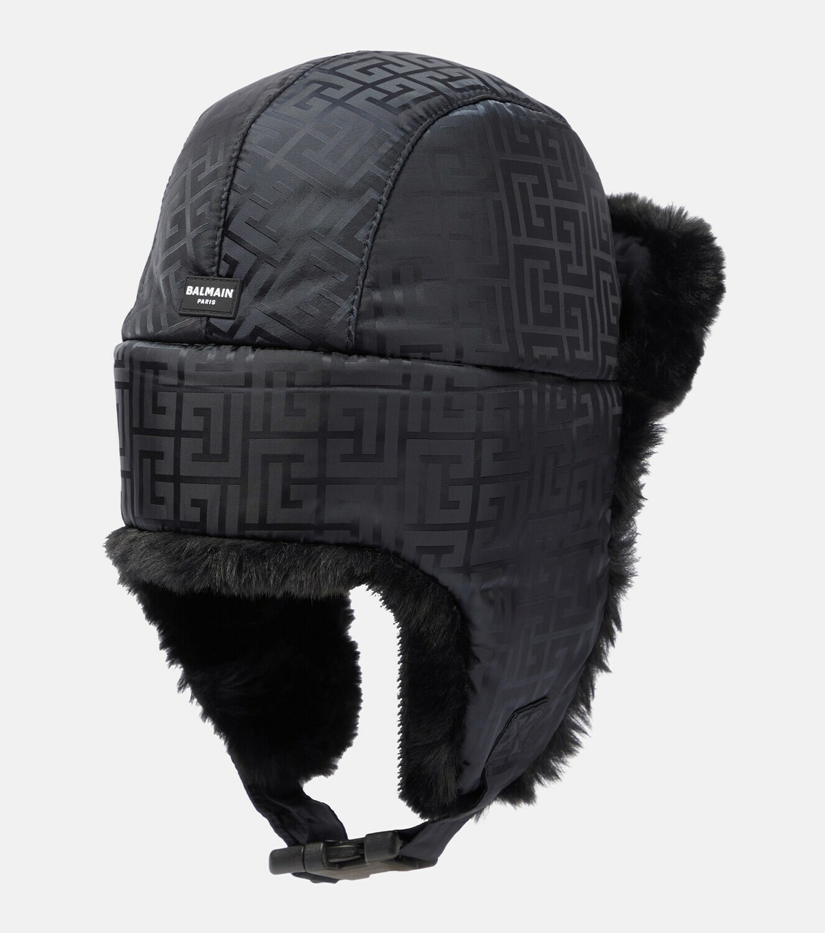 Balmain - Monogram faux fur-trimmed hat Balmain