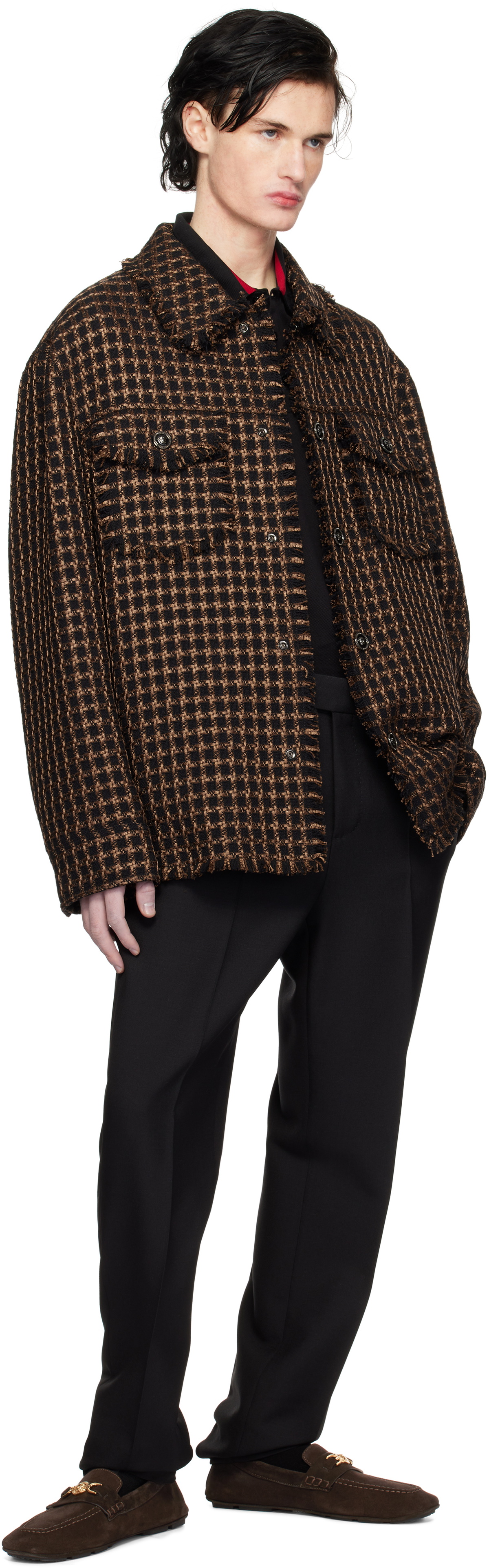 Versace Black Mohair-Blend Formal Trousers Versace