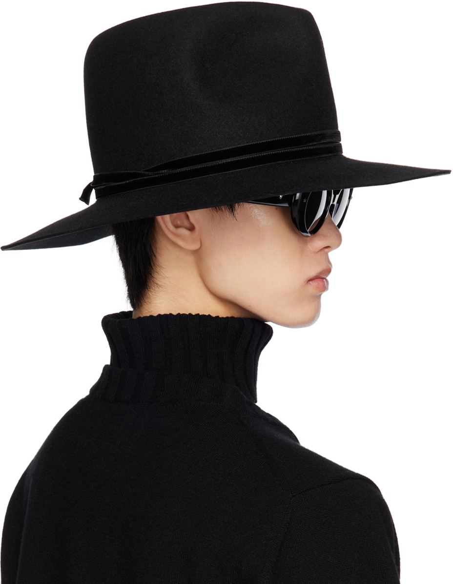 TAKAHIROMIYASHITA TheSoloist. Black Nobled Velvet Ribbon Fedora ...