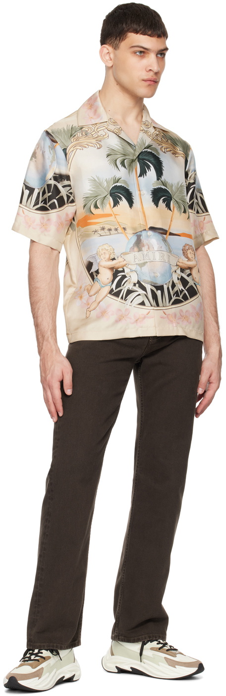 Balmain Beige & Brown Run-Row Leather Sneakers Balmain